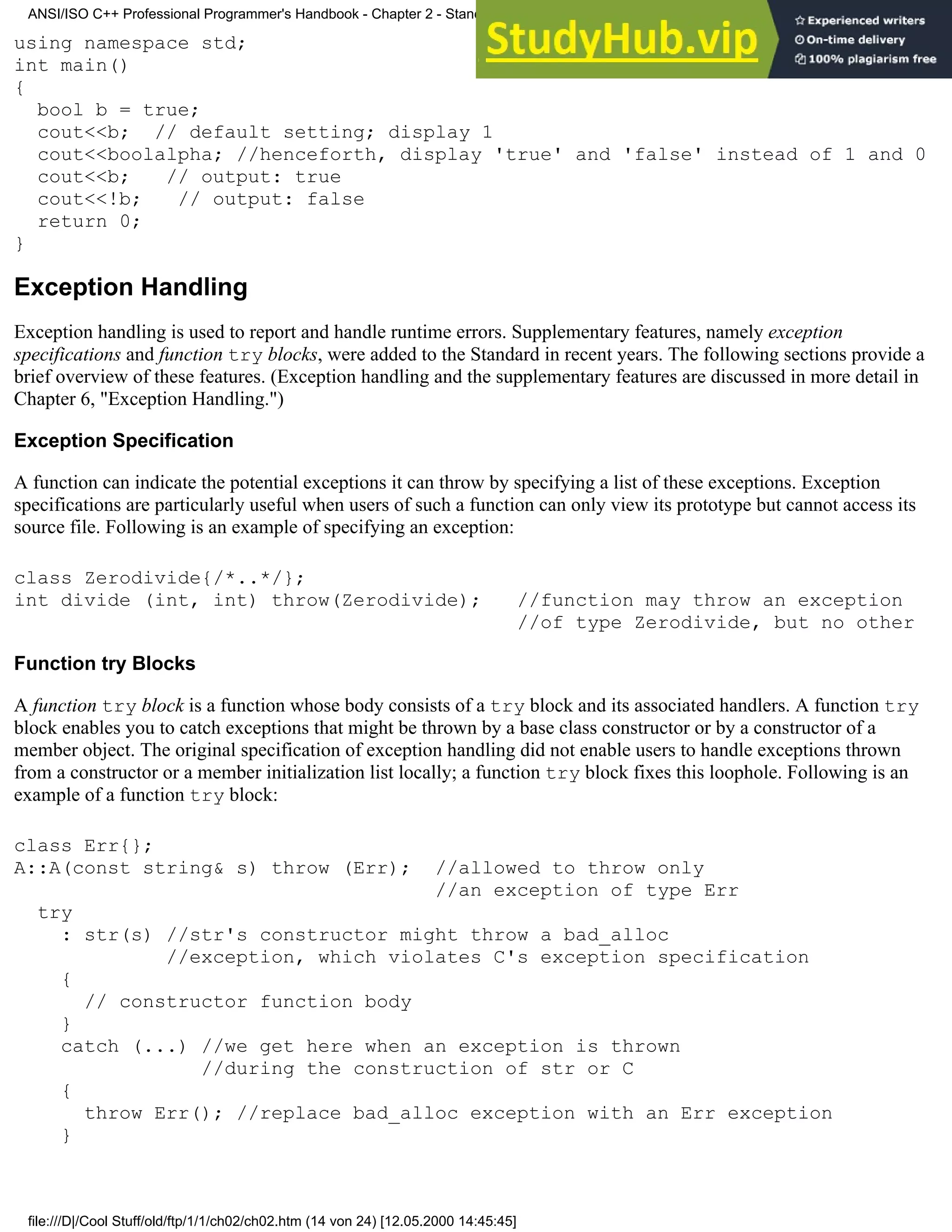 ANSI ISO C Professional Programmer S Handbook | PDF