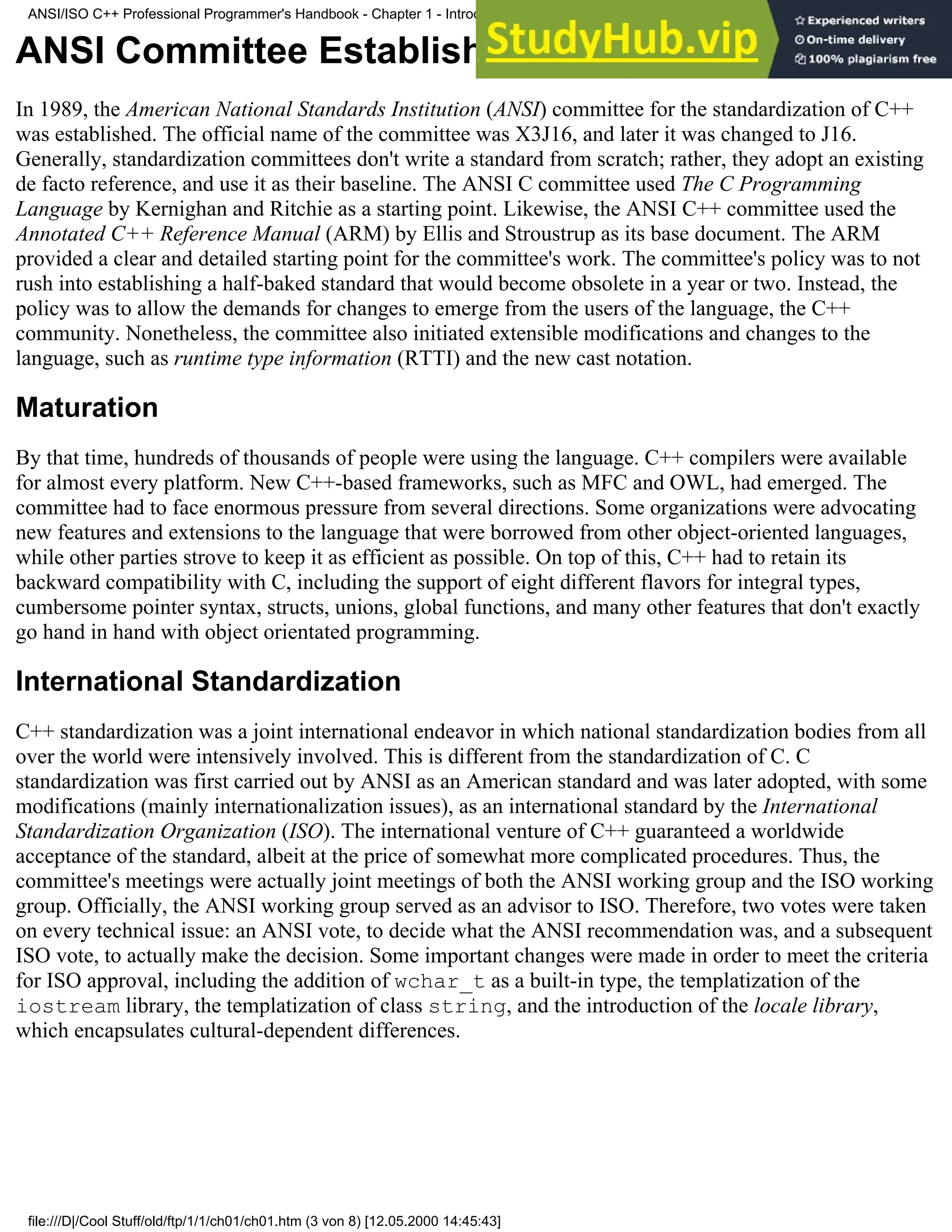 ANSI ISO C Professional Programmer S Handbook | PDF