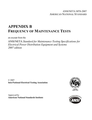 Ansi neta mts 2007 frequency of maintenance tests | PDF