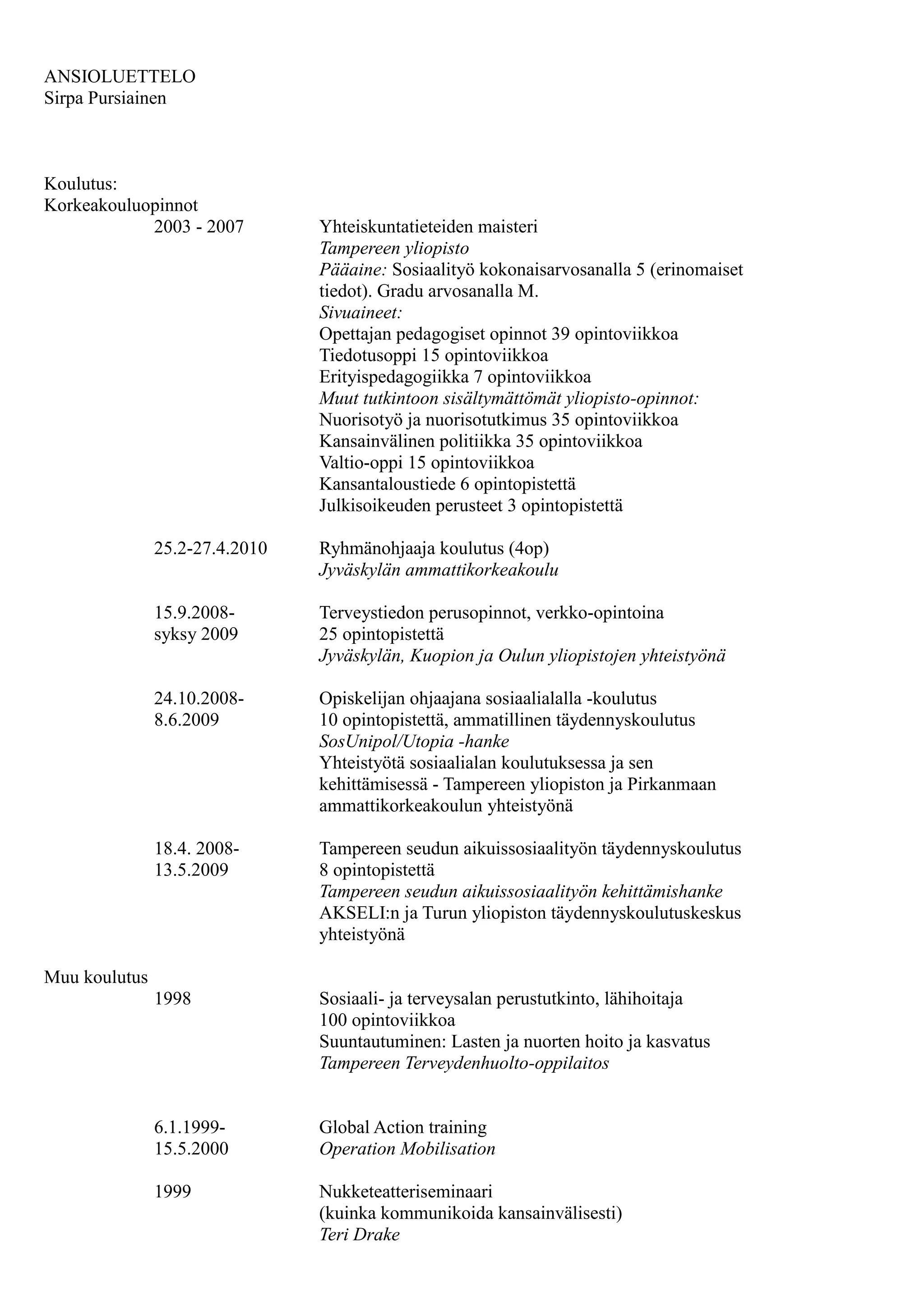 Ansioluettelo 9.3.2015