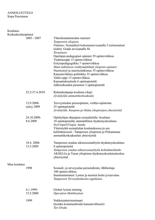 Ansioluettelo 9.3.2015