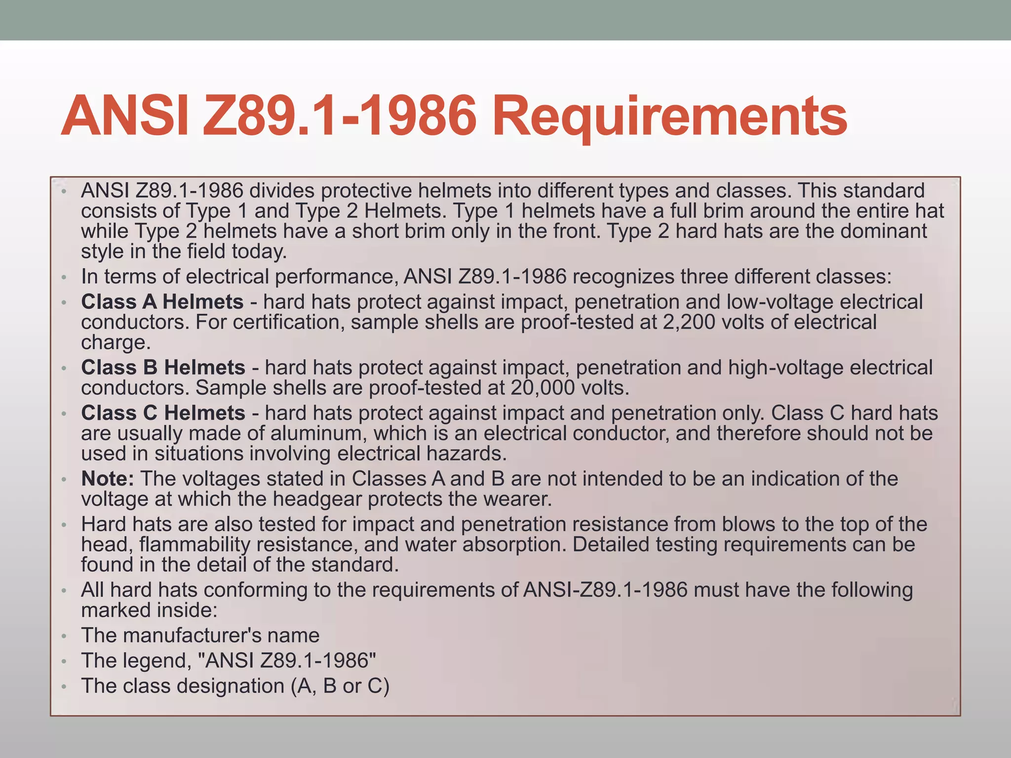 ANSI & OSHA Hard Hat Requirements | PPTX