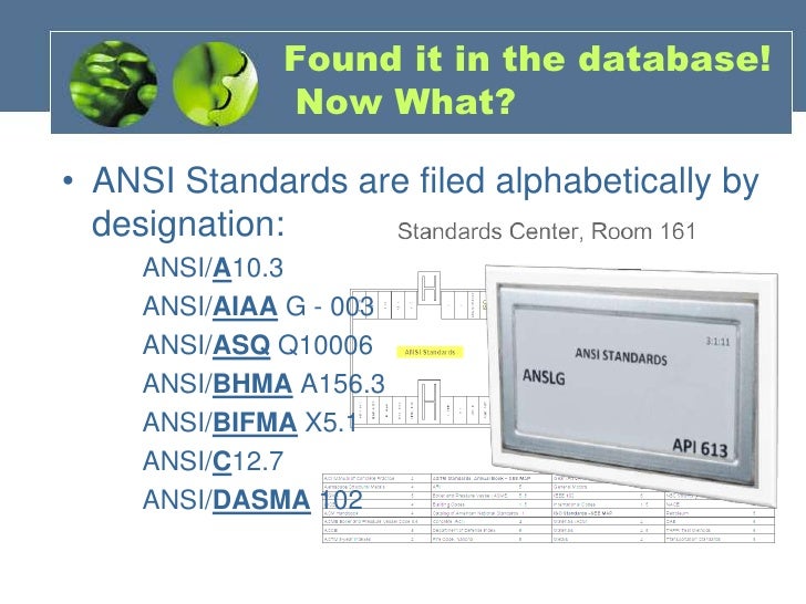 ANSI Standards Searching at ISU LIbrary