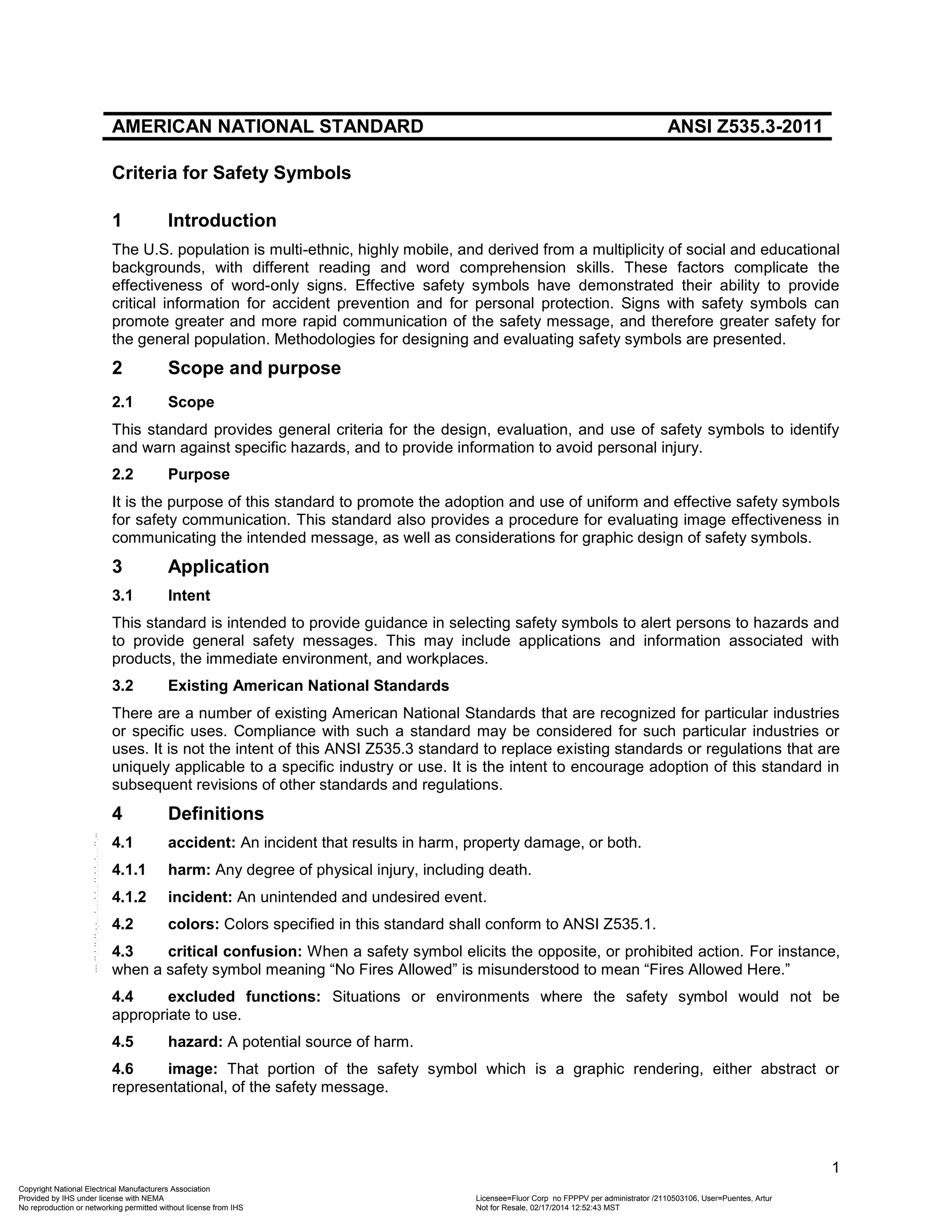 Ansi z535.3 2011 criteria for safety symbols | PDF
