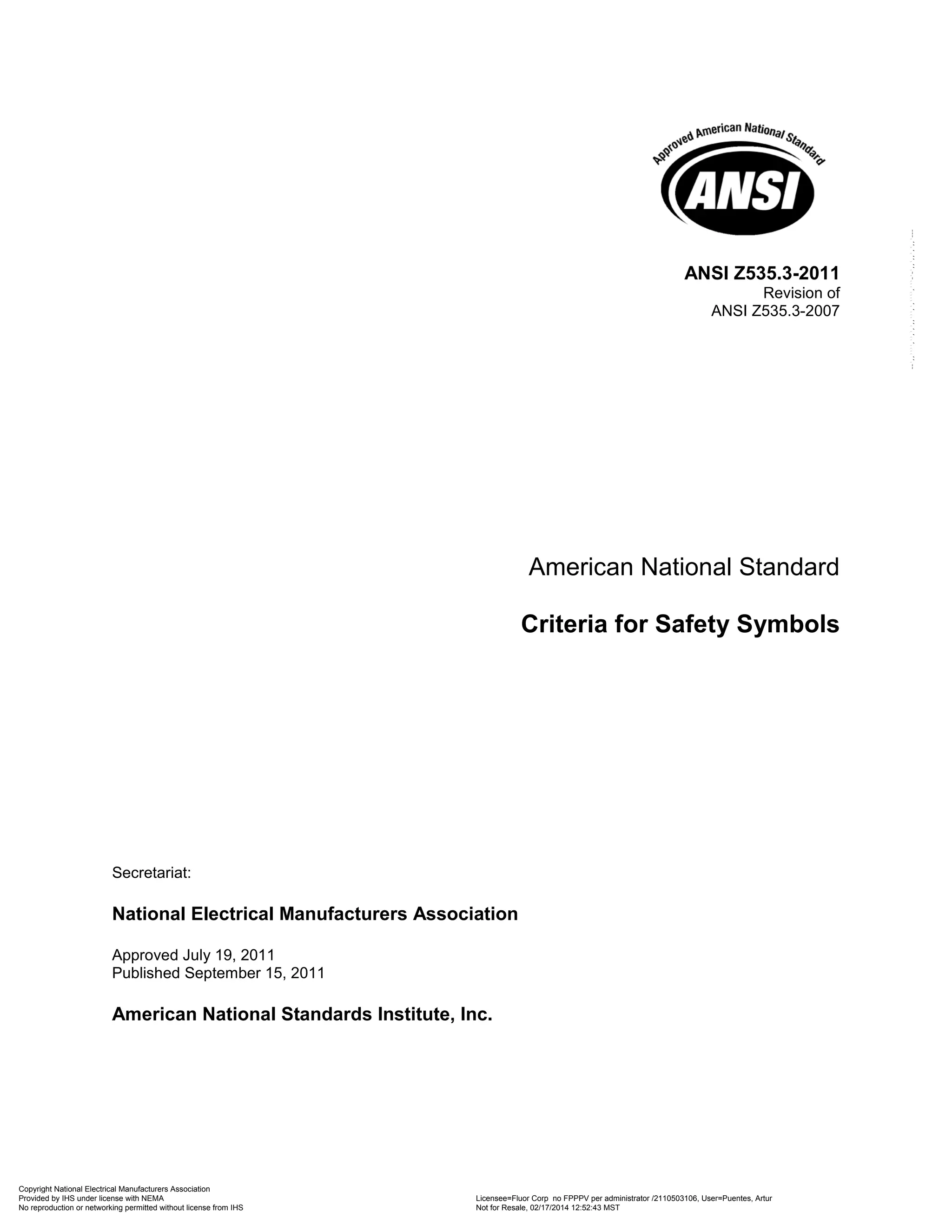Ansi z535.3 2011 criteria for safety symbols | PDF
