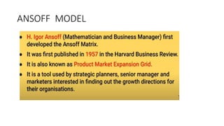 ANSOFF matrix games play is a model in strattegic management and ...