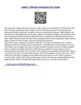 Ansoff Matrix Of Apple And Value Chain Essay | PDF
