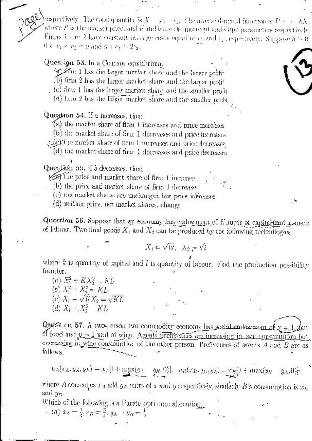 MA ECONOMICS ENTRANCE DSE detailed solutions Q 53 to Q 55 (03) series | PDF