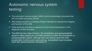 Autonomic nervous system test by shiva prasad | PPTX