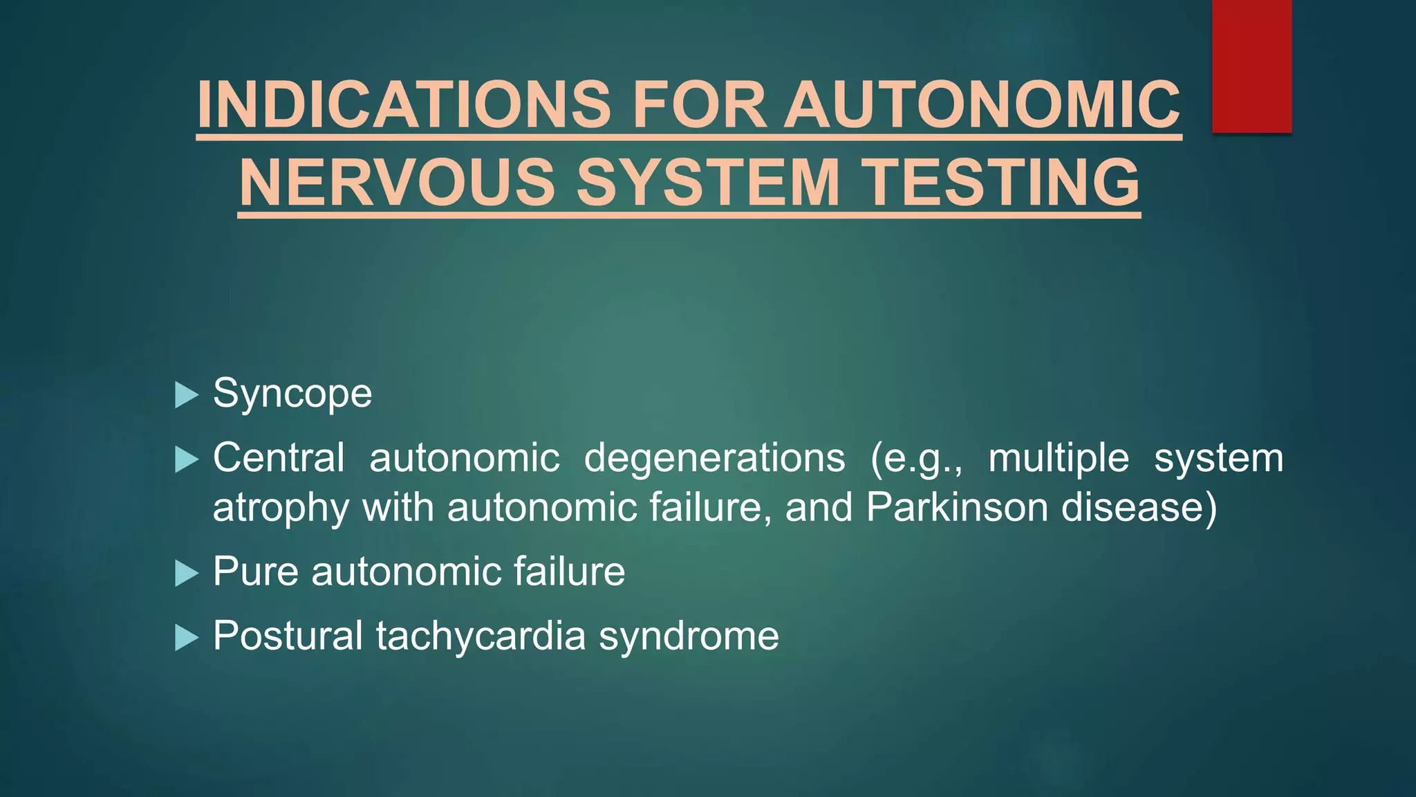 Autonomic nervous system testing arfa sulthana | PPT
