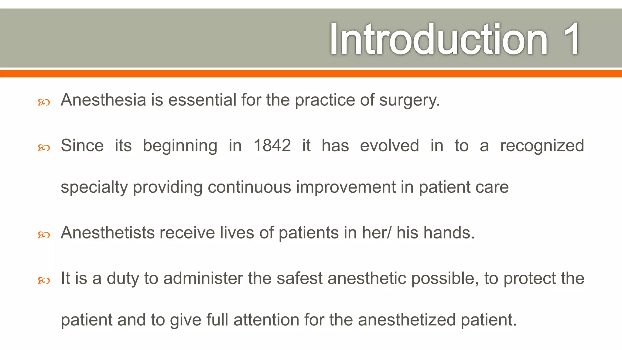 introduction to anesthesia | PPTX