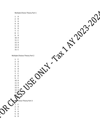 Income Taxation chapter one to chapter 9 answer key | PDF