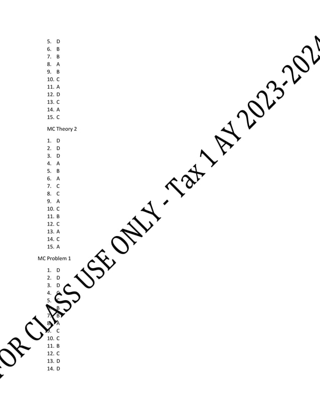 Income Taxation chapter one to chapter 9 answer key | PDF | Business ...