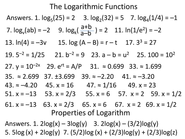 Answer log-functions-b | PPT