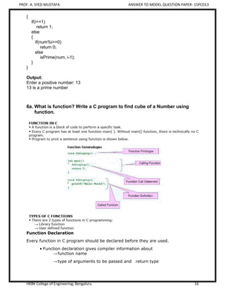 VTU PCD Model Question Paper - Programming in C | PDF