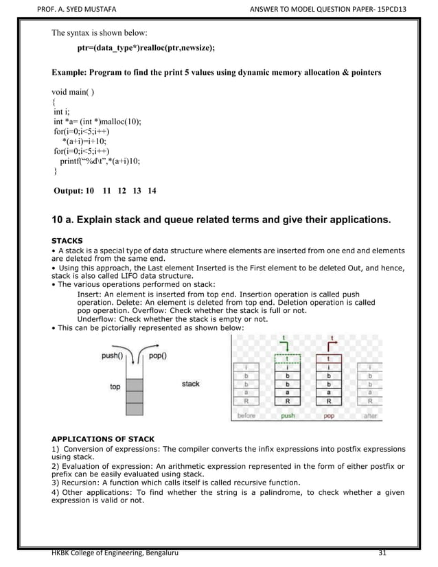 VTU PCD Model Question Paper - Programming in C