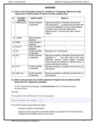 VTU PCD Model Question Paper - Programming in C | PDF