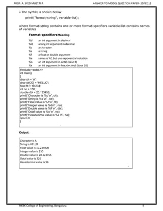 VTU PCD Model Question Paper - Programming in C | PDF