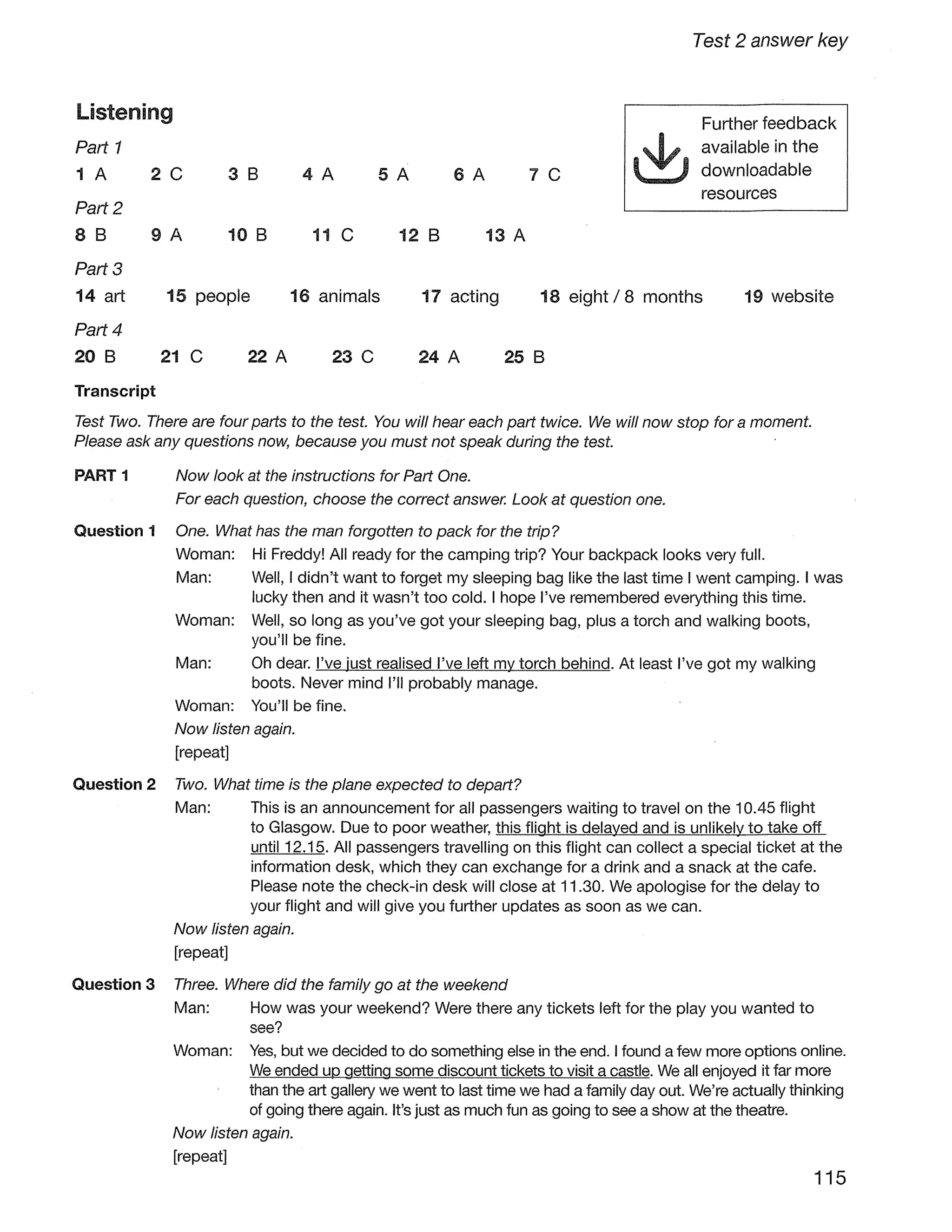Answer script test 2- listening practice 2 | PDF