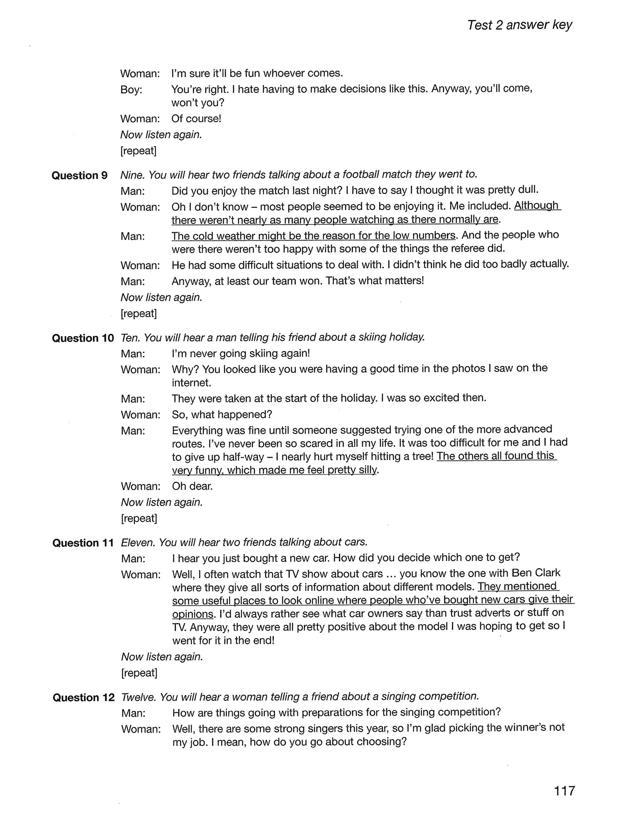 Answer script test 2- listening practice 2 | PDF