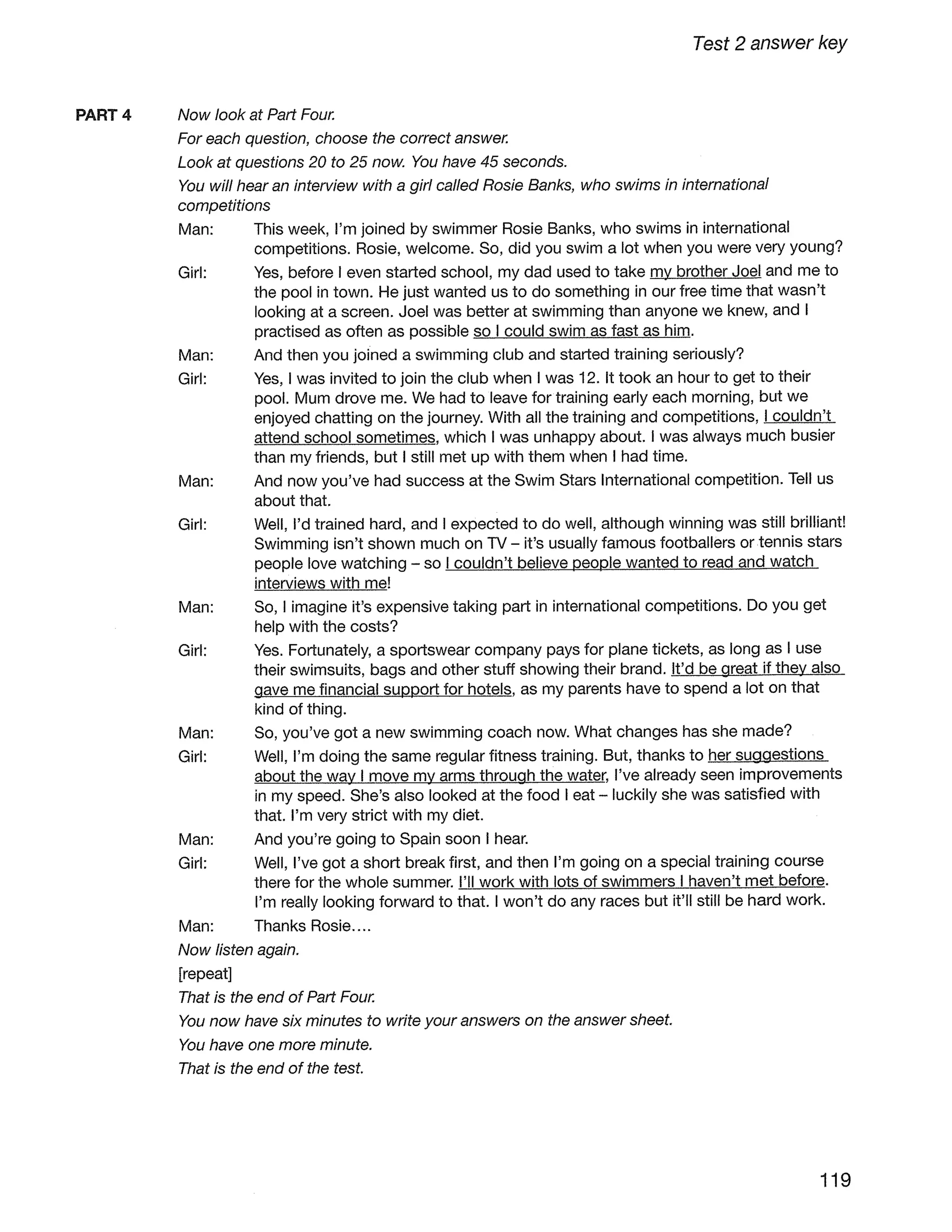 Answer script test 2- listening practice 2 | PDF