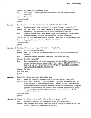 Answer script test 2- listening practice 2 | PDF
