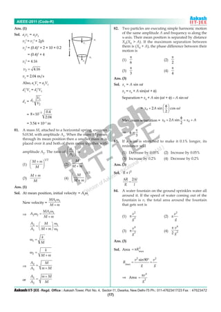 Answer solution with analysis aieee 2011 aakash | PDF