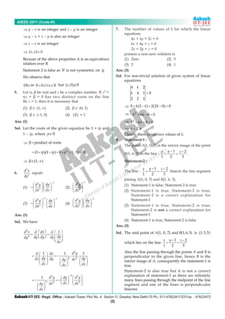 Answer solution with analysis aieee 2011 aakash | PDF