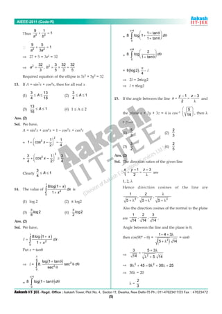 Answer Solution With Analysis Aieee 2011 Aakash Pdf