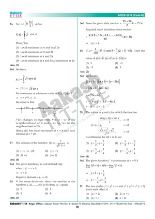 Answer solution with analysis aieee 2011 aakash | PDF