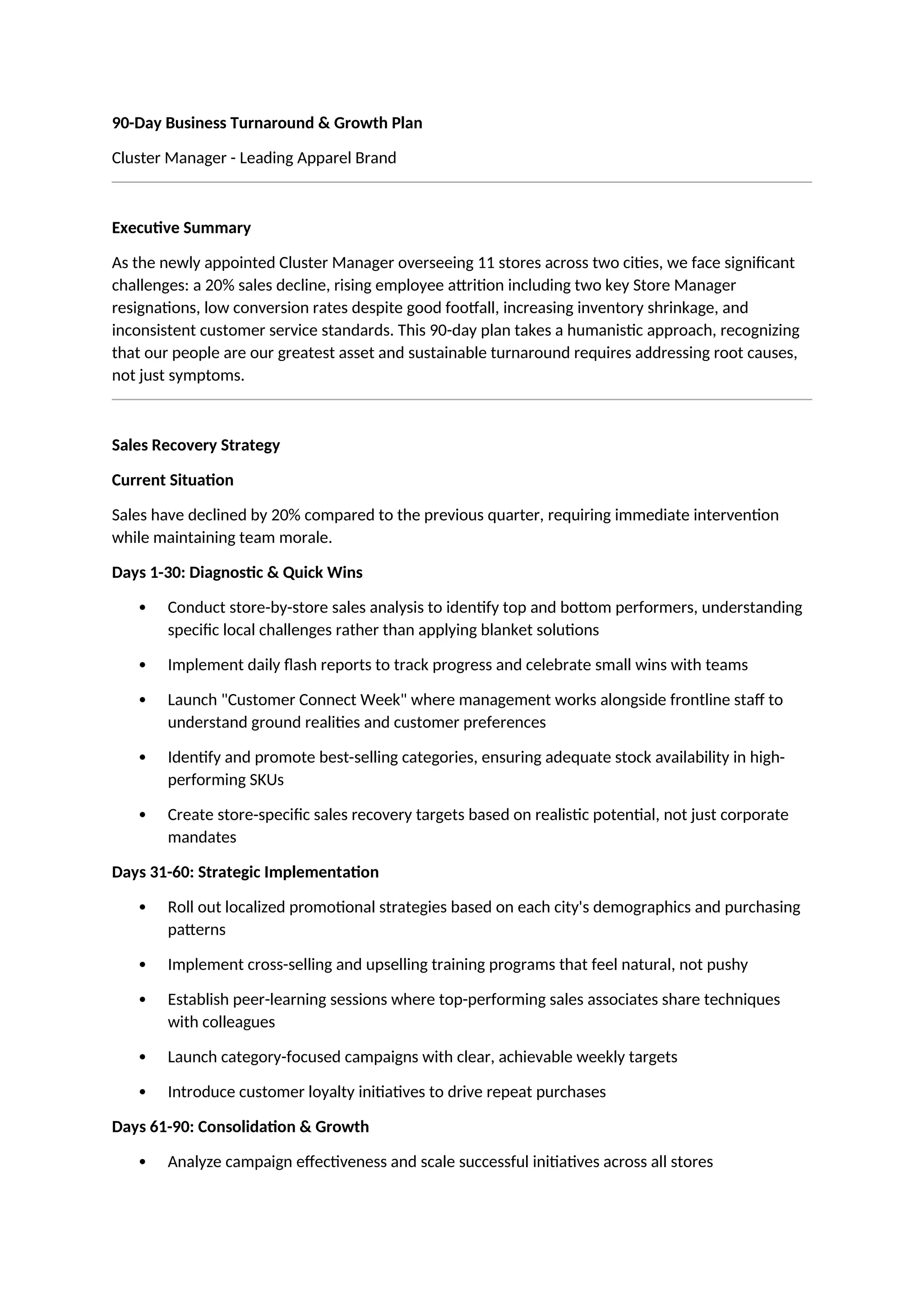 90-Day Business Turnaround & Growth Plan | DOCX