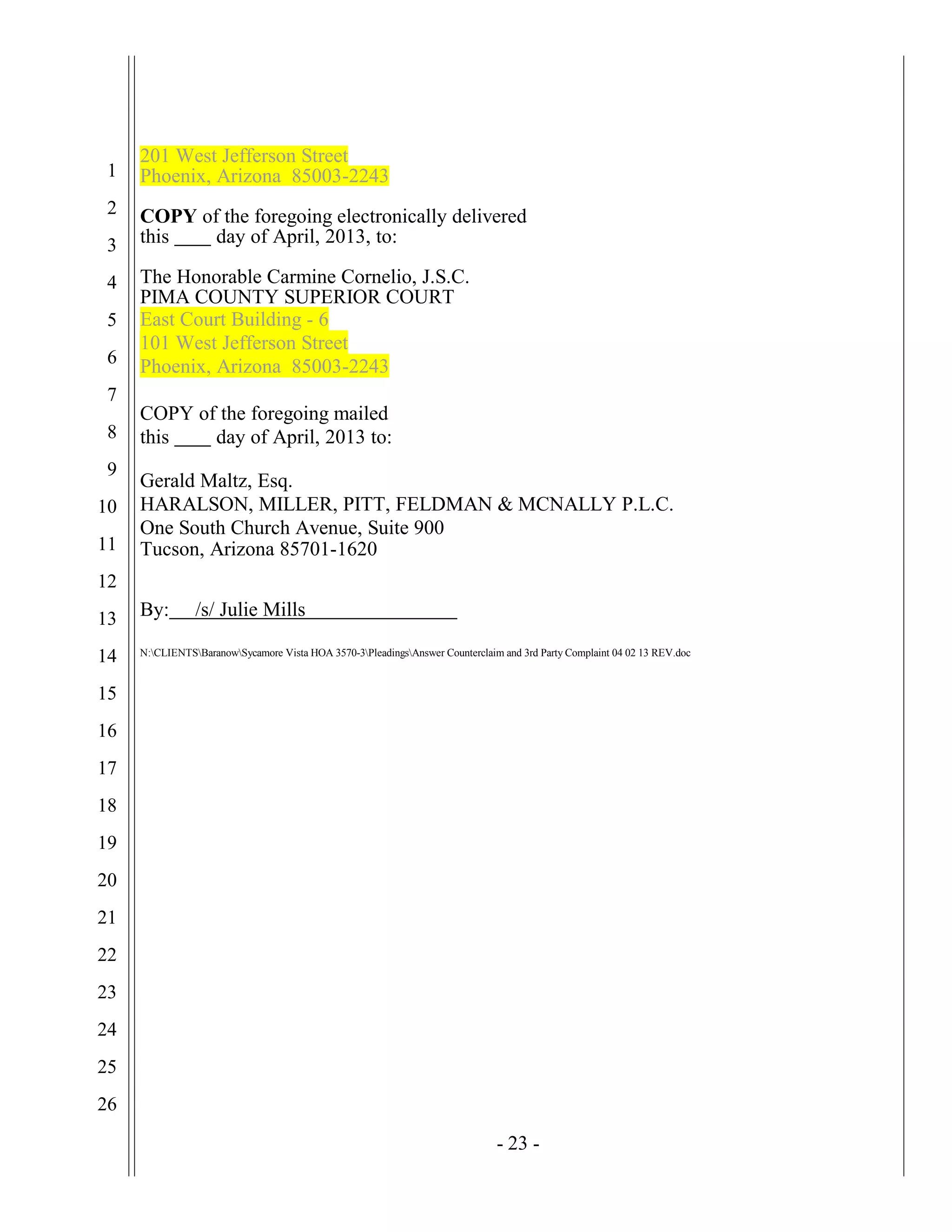 Answer counterclaim and 3rd party complaint | PDF