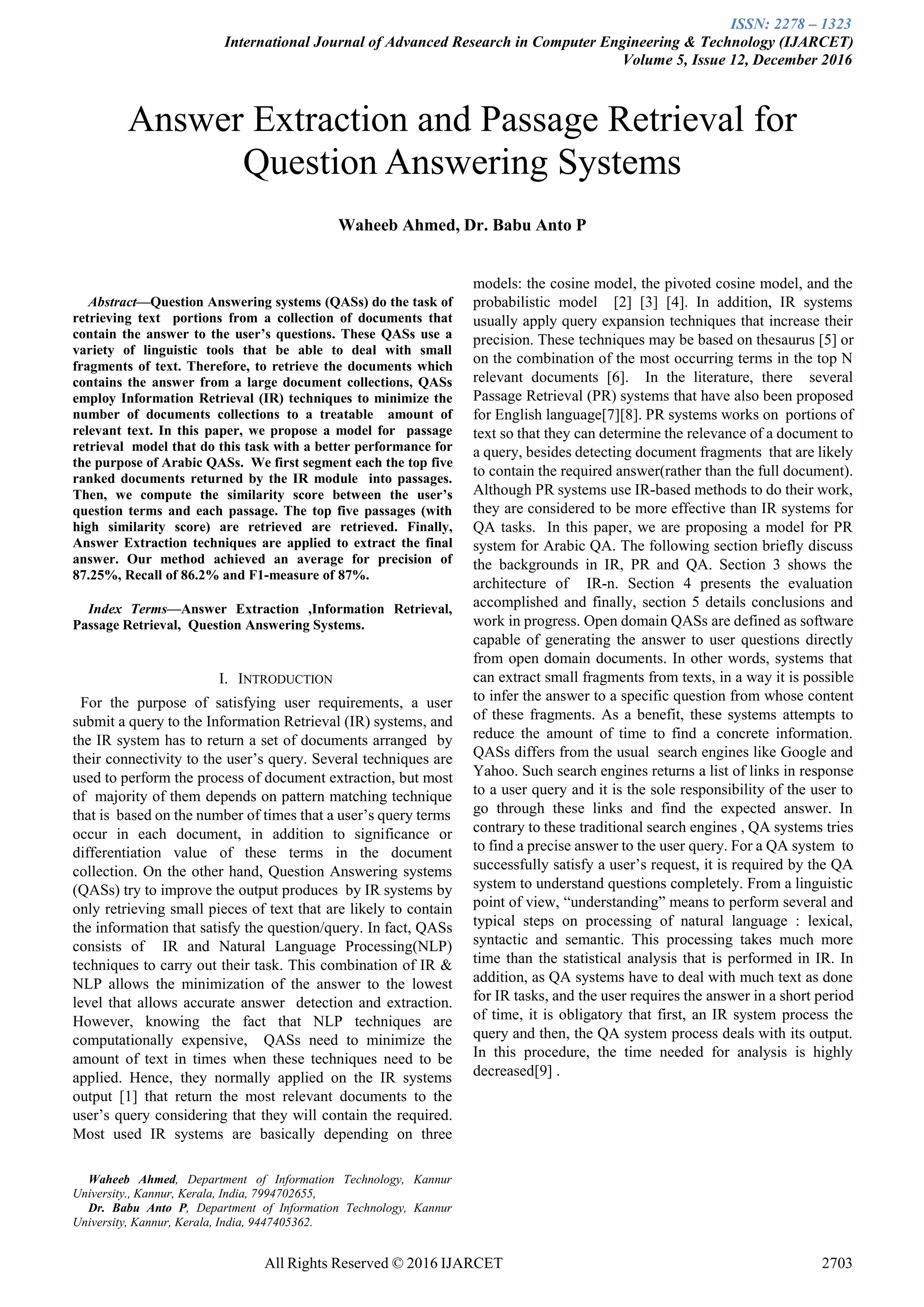 Answer extraction and passage retrieval for | PDF