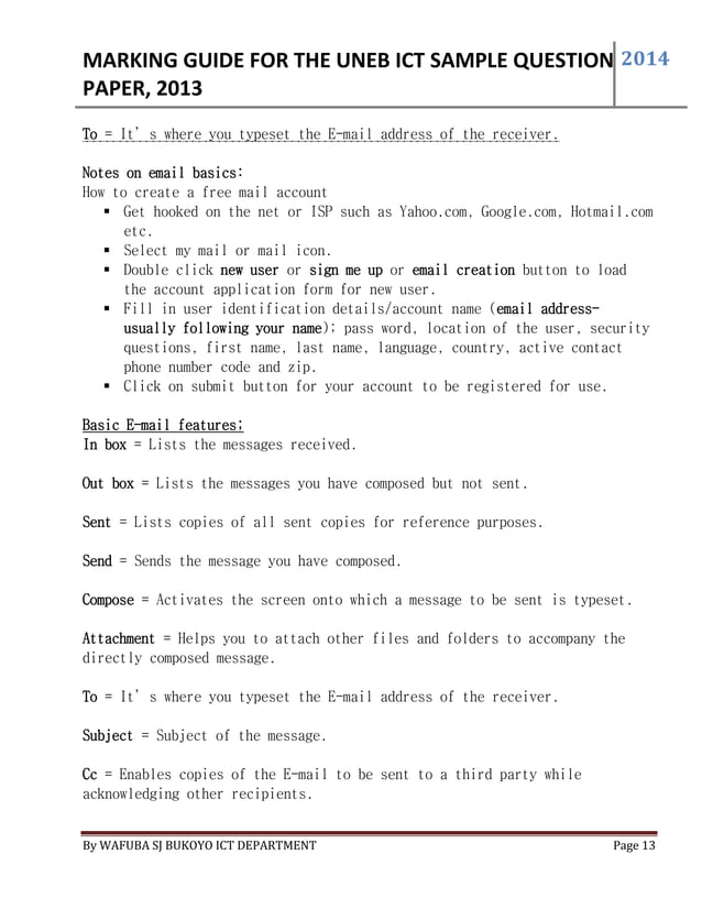 Answer guide to uneb sample question paper 2013 print by WAFUBA SJ BUKOYO EC SCHOOL IGANGA | PDF