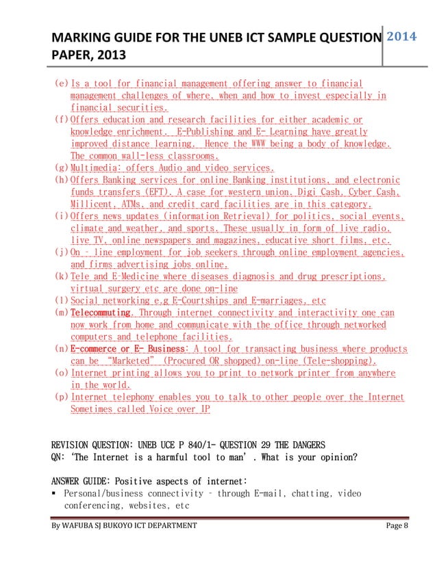Answer guide to uneb sample question paper 2013 print by WAFUBA SJ ...