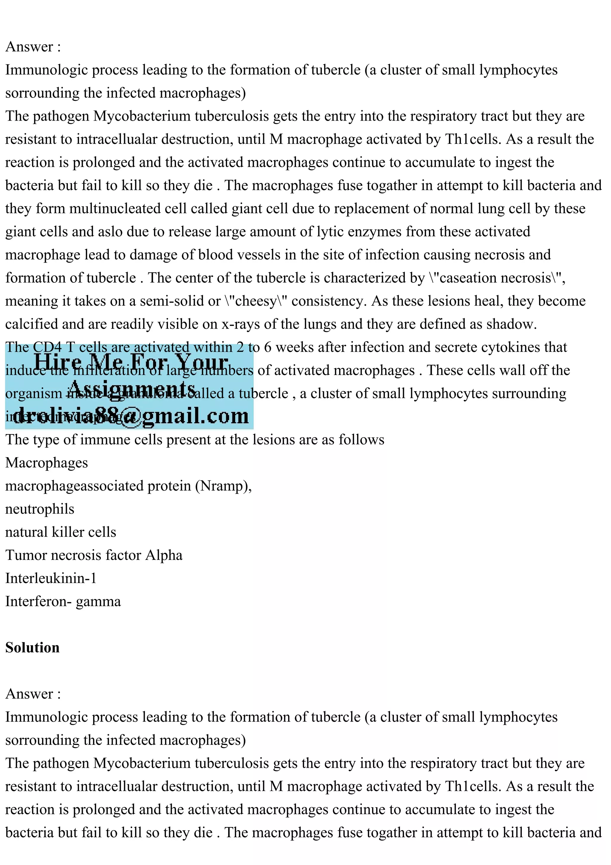 Answer Immunologic process leading to the formation of tubercle (.pdf