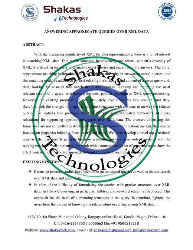 Answering Approximate Queries Over Xml Data Pdf Search Internet