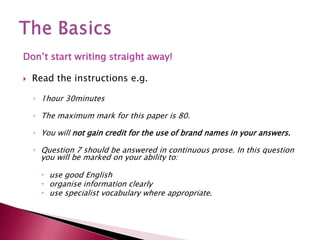 Answering an a level exam question | PPTX