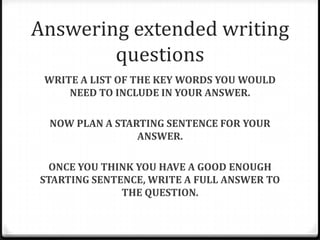 GCSE Science - How to write good answers to 6 mark questions | PPTX