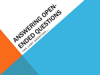 Elective Geography Skills : Answering open ended questions | PPTX