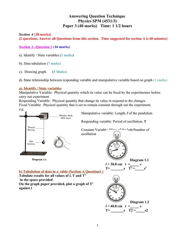 Answering questions technique physics spm paper 3 | DOC | Physics | Science