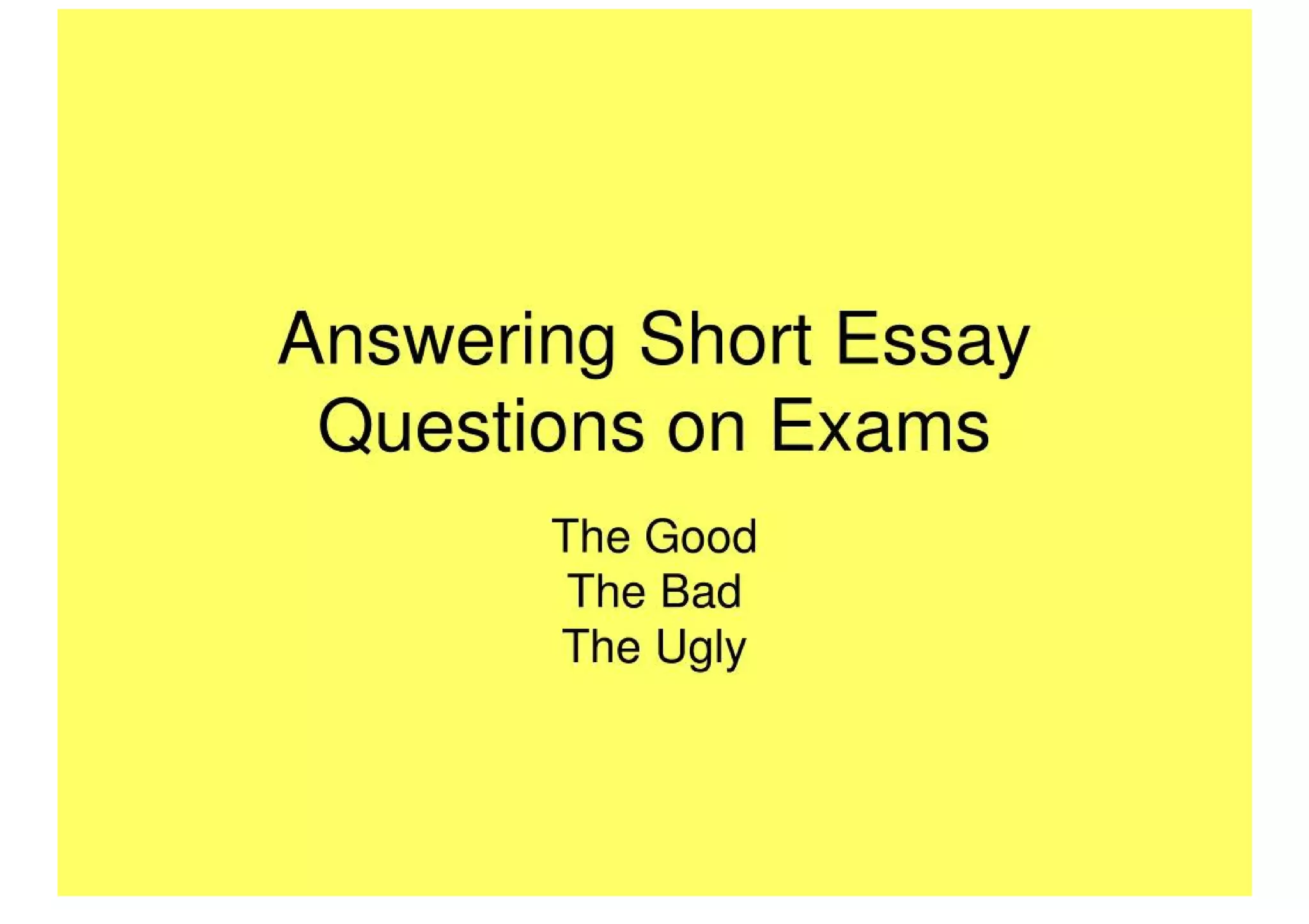 Answering Short Essay Questions On Exams | PPT