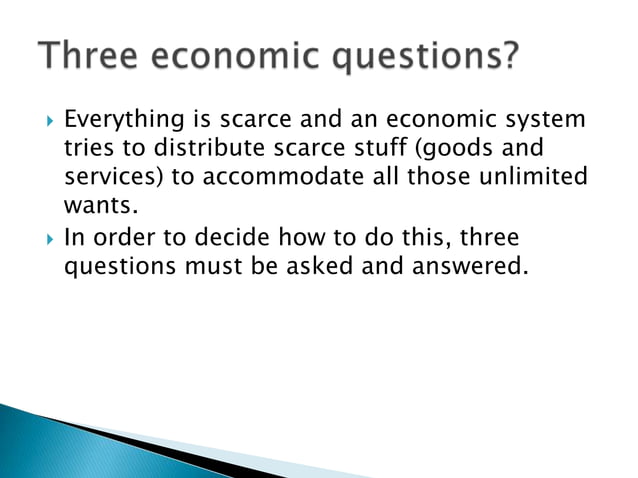 Answering The Three Economic Questions | PPT