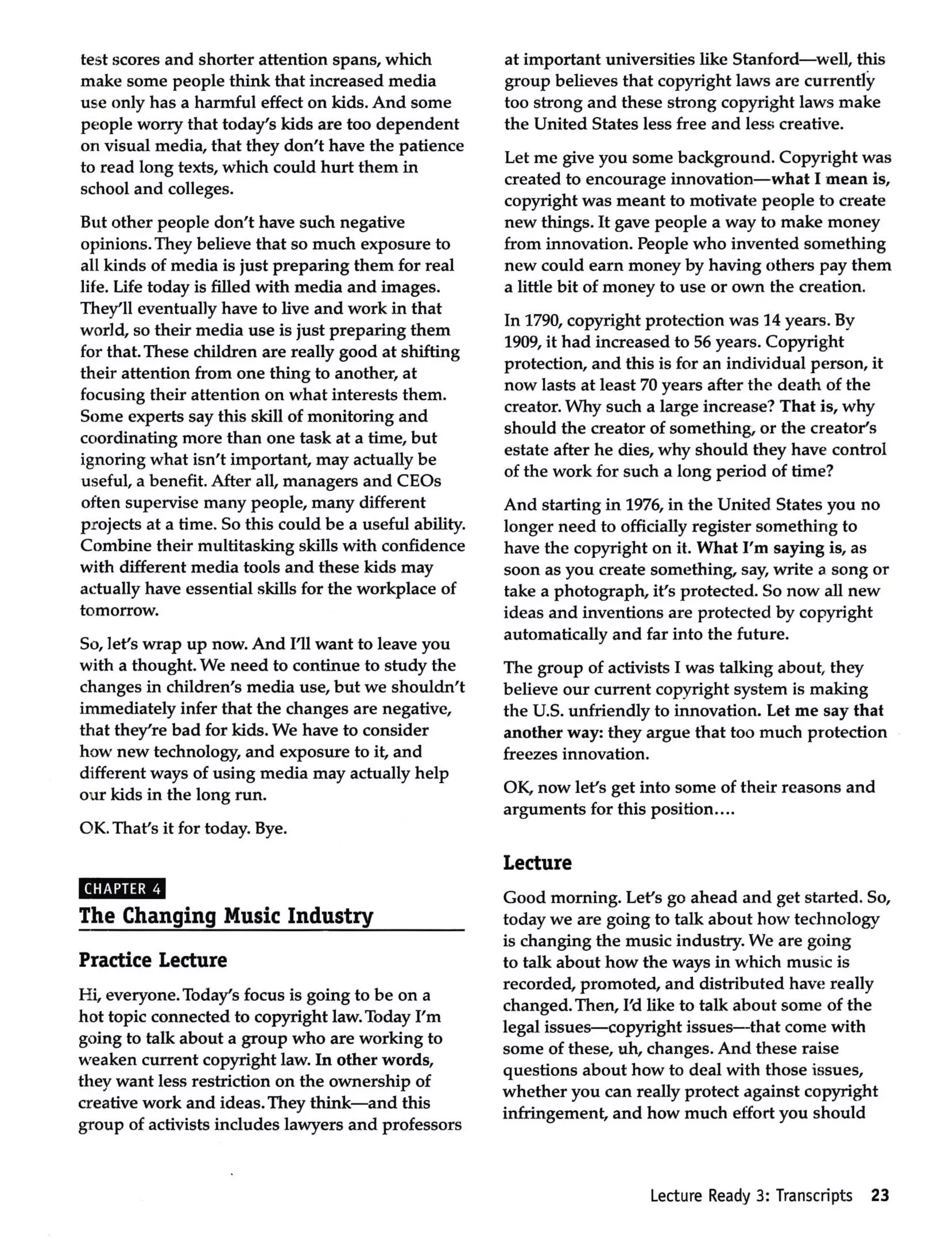 Lecture Ready 3 Strategies for Academic Listening, Note-taking, and Discussion (ANSWERS) | PDF