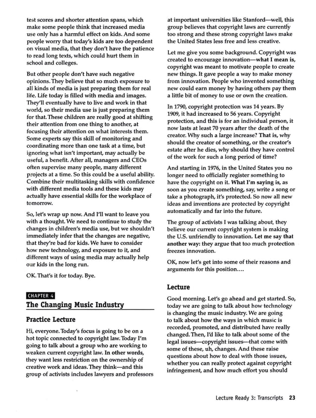 Lecture Ready 3 Strategies for Academic Listening, Note-taking, and Discussion (ANSWERS) | PDF