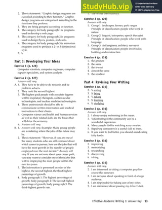 Answer Key Booklet Contents | PDF
