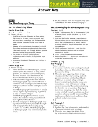 Answer Key Booklet Contents | PDF