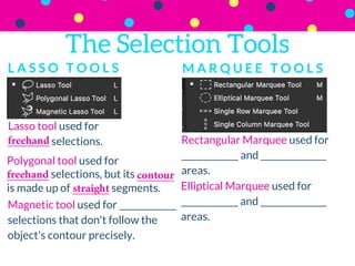 Answer Key to Guided Notes on Selection Tools in Photoshop CC | PDF
