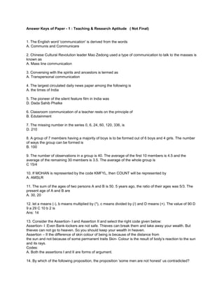 Answer keys of net paper | DOCX