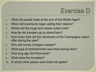 Answer key to exercises on medieval ages | PPTX